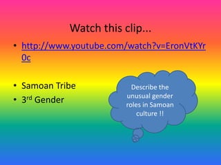 A2 Cross cultural research into gender roles | PPTX