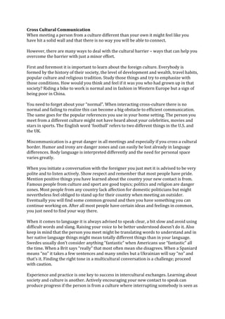 Cross cultural communication and management | PDF