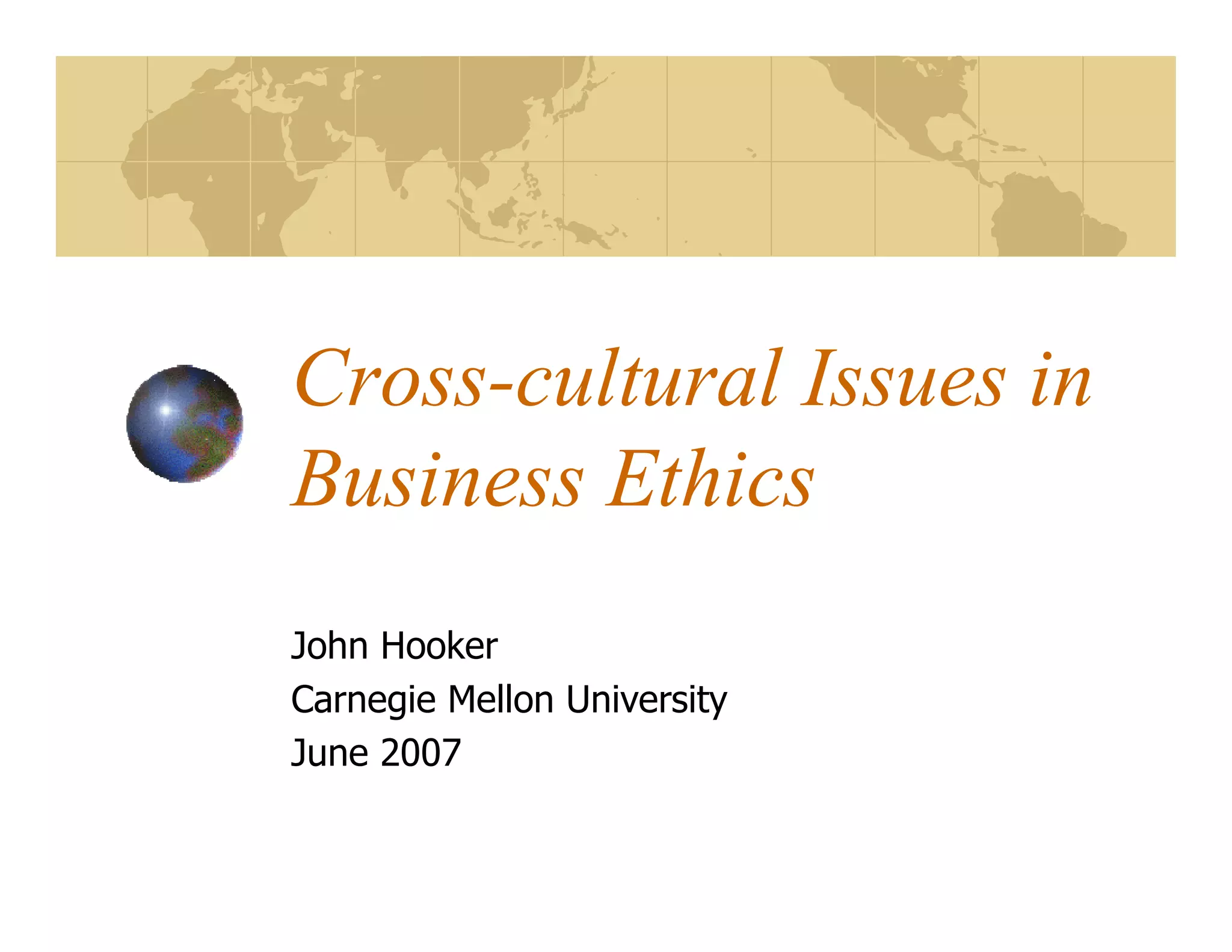 Cross cultural issues in ethics | PDF