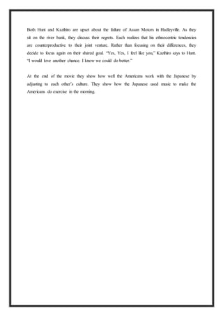 Gung Ho movie- Cross culture management assignment | DOCX