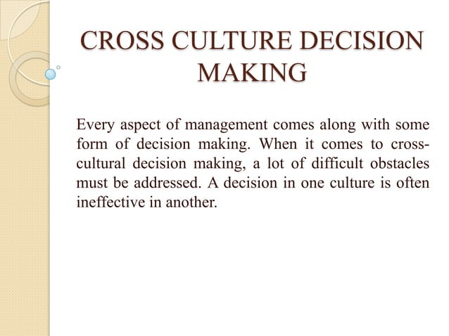 Cross culture decision making | PPTX
