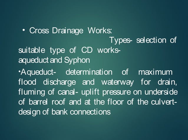 Cross drainage works irrigation engineering | PPT