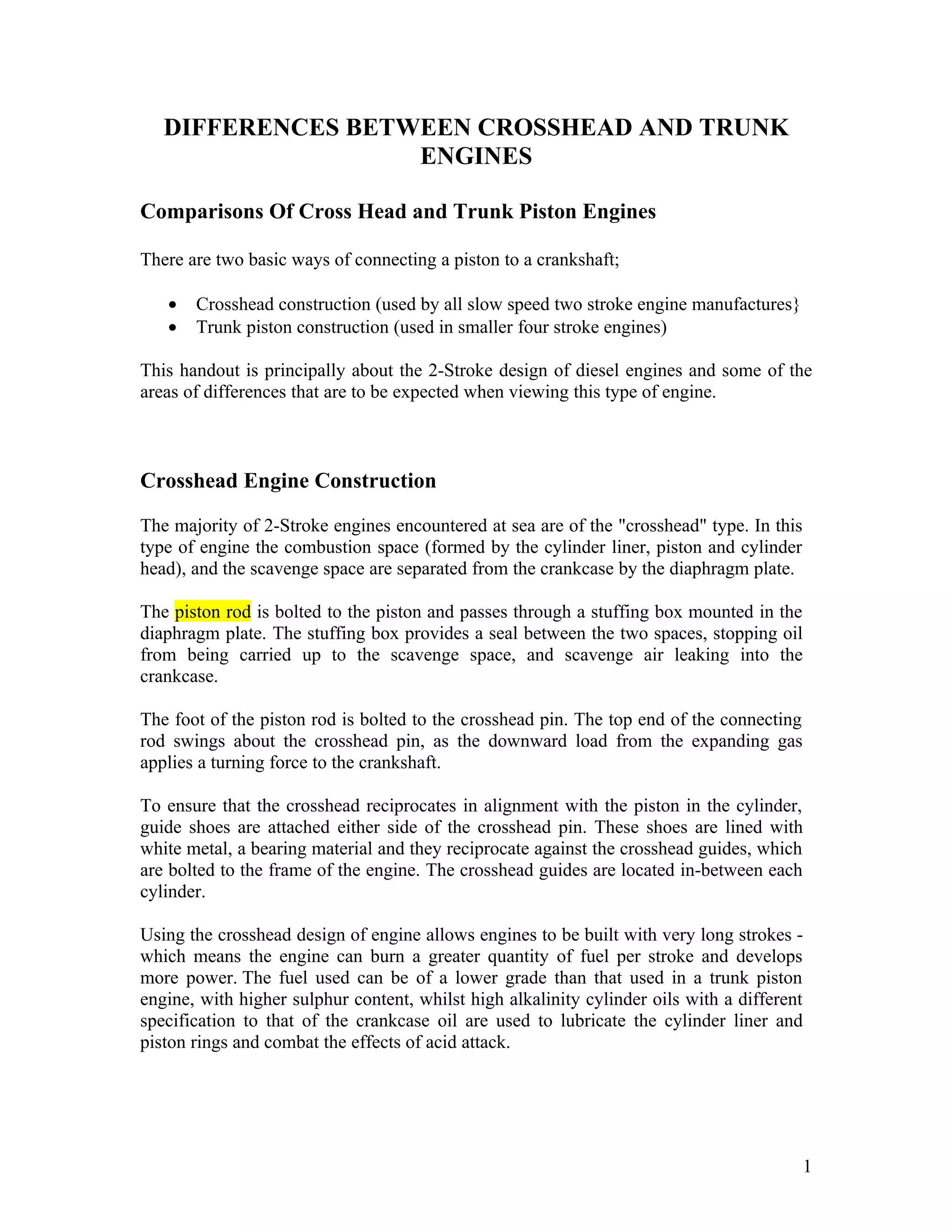 Crosshead & trunk engines | DOC