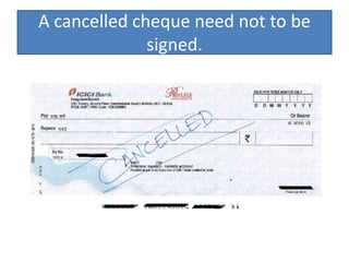 Cancelled Check Icici