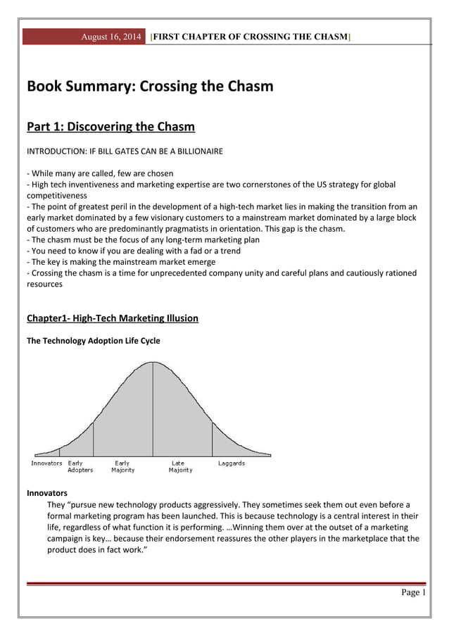 Crossing the chasm | DOC | Business | Business and Finance