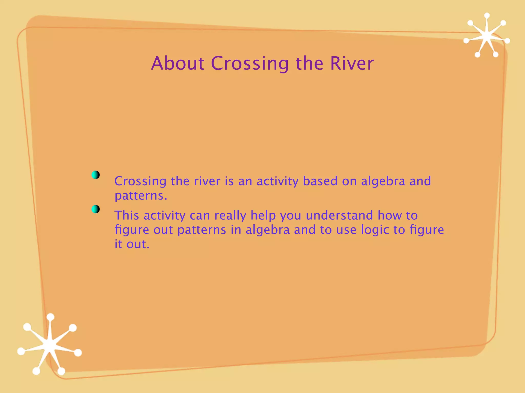 Crossing the river activity | KEY
