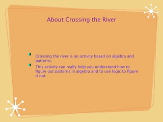 Crossing the river activity | KEY