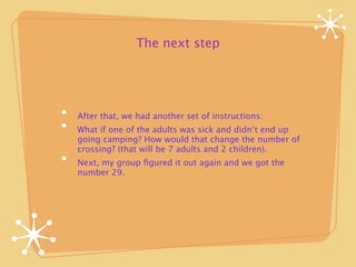 Crossing the river activity | KEY