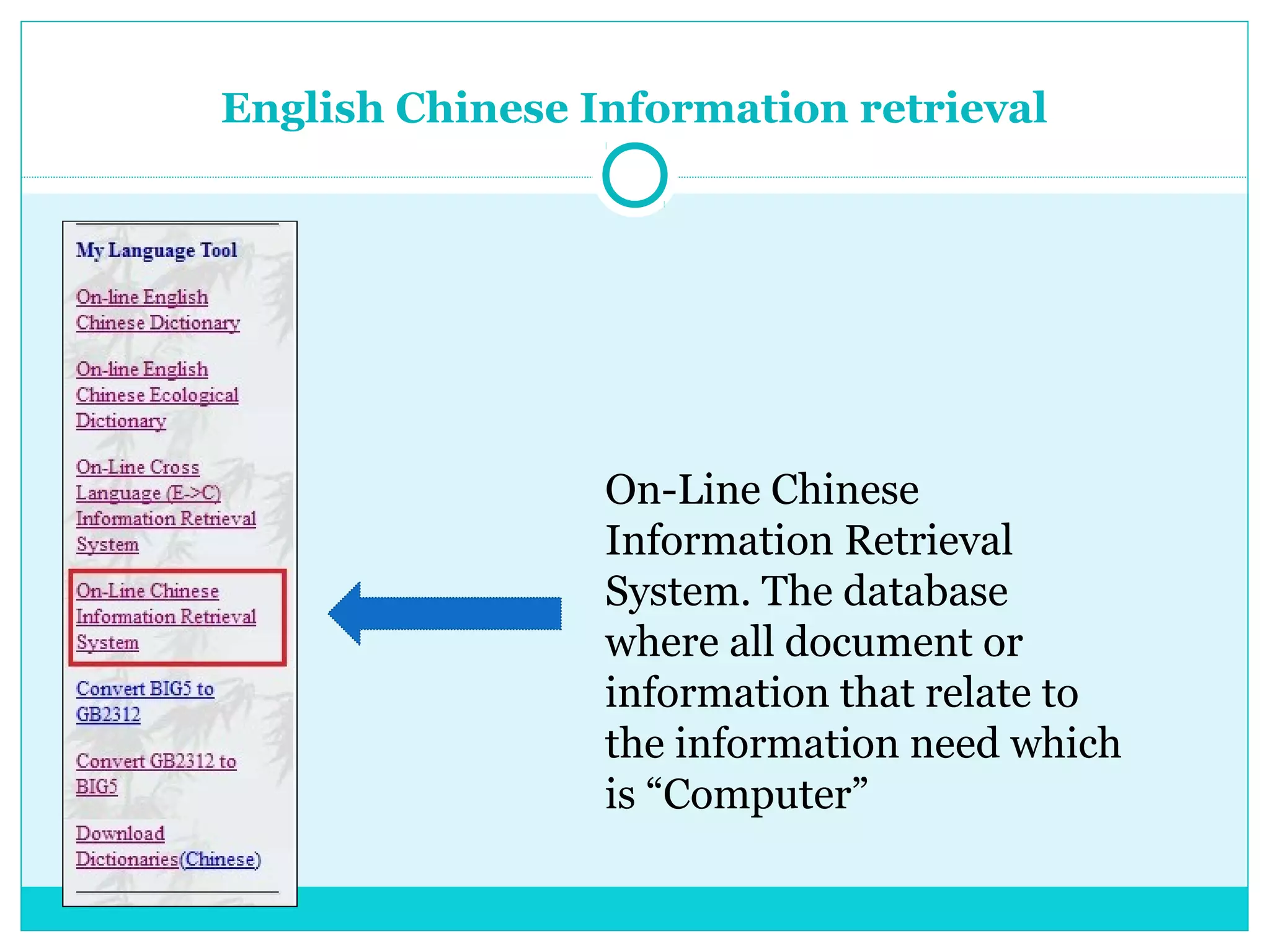 Cross Language Information Retrieval Clirslide Ppt