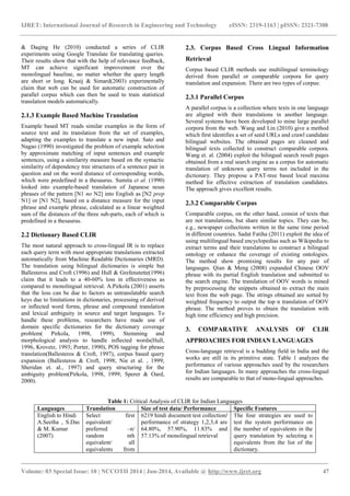 Cross language information retrieval in indian | PDF | Search | Internet