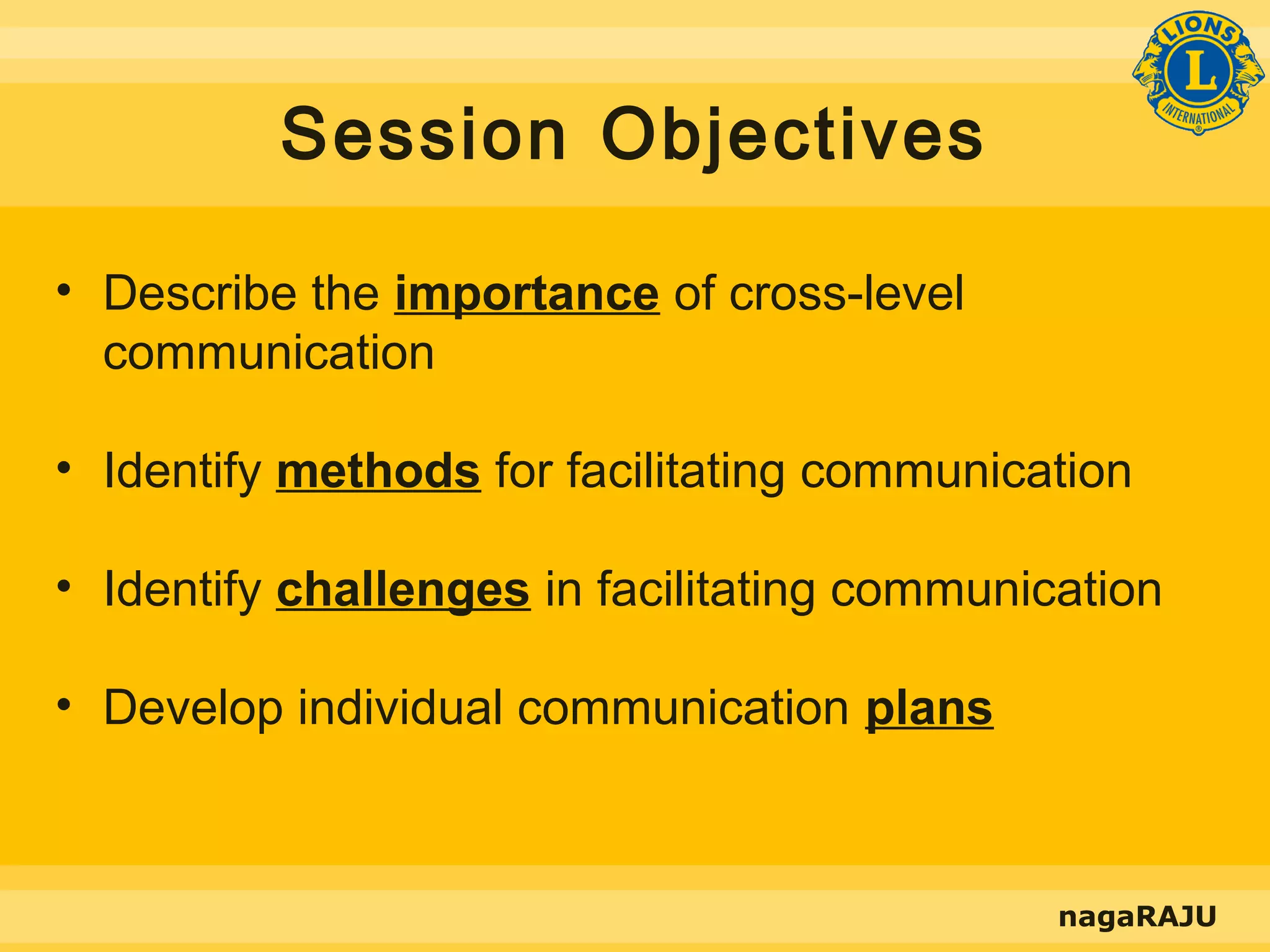 Cross Level Communication for Zone Chairpersons | PPT