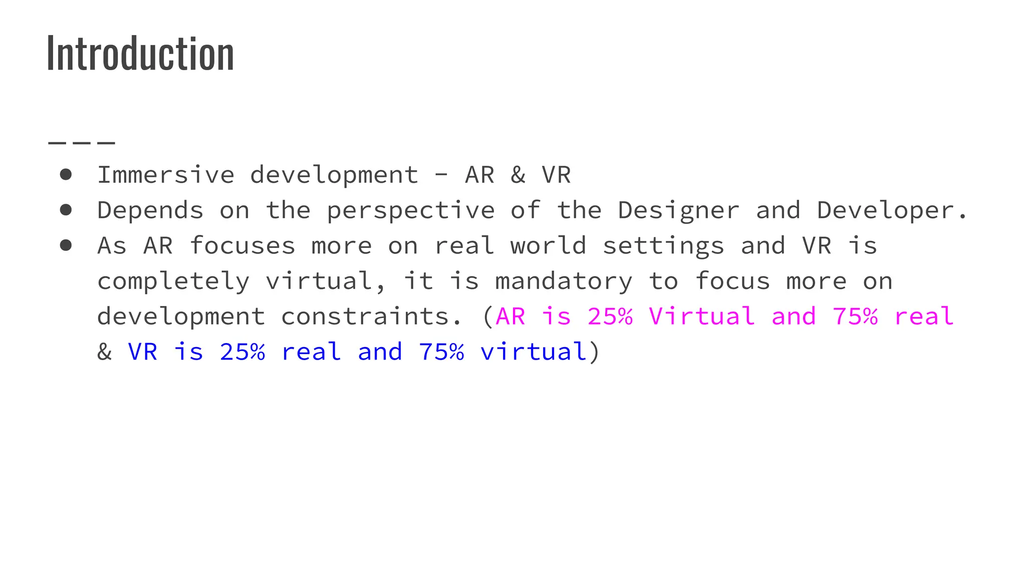 Augmented Reality and Virtual Reality-Cross platform theory-intro | PPT