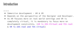 Augmented Reality and Virtual Reality-Cross platform theory-intro | PPTX