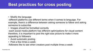 Cross Posting on Social Media pptx | PPTX