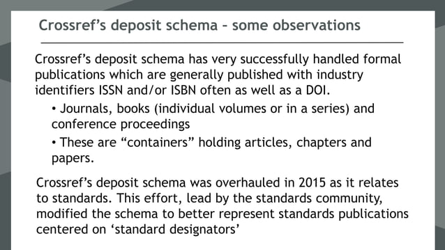 Crossref Schema Preprints aka Pre-pub content | PPT