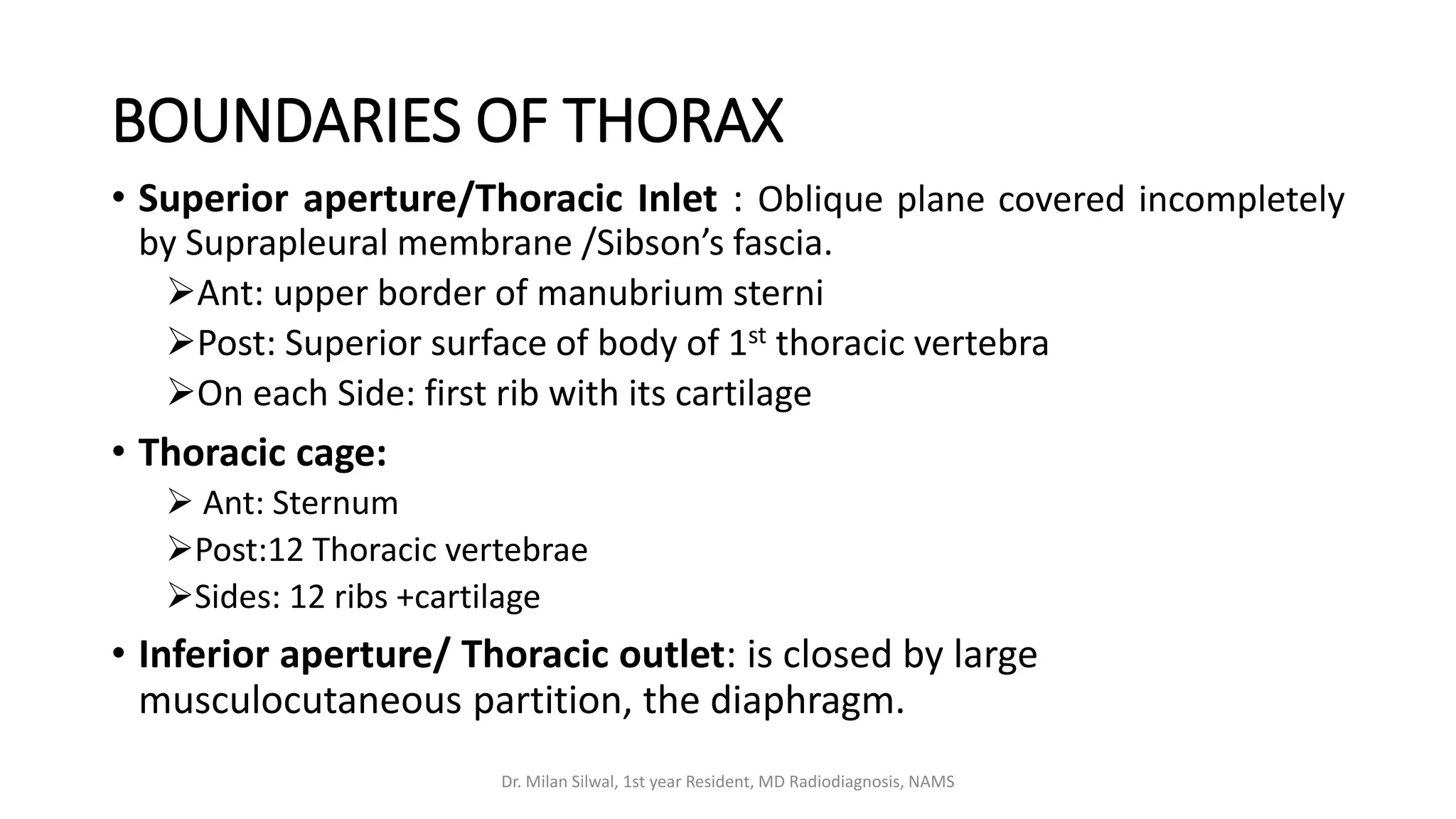 Cross sectional anatomy of chest by Dr. Milan | PPTX