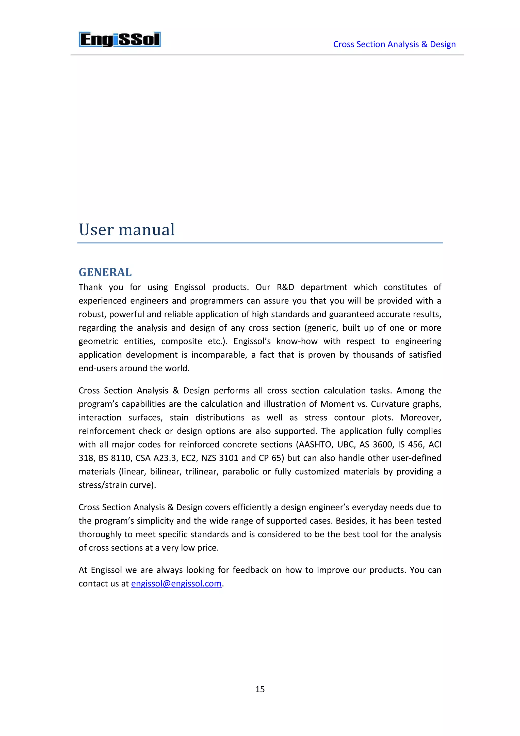 User Manual for Cross Section Analysis & Design | PDF