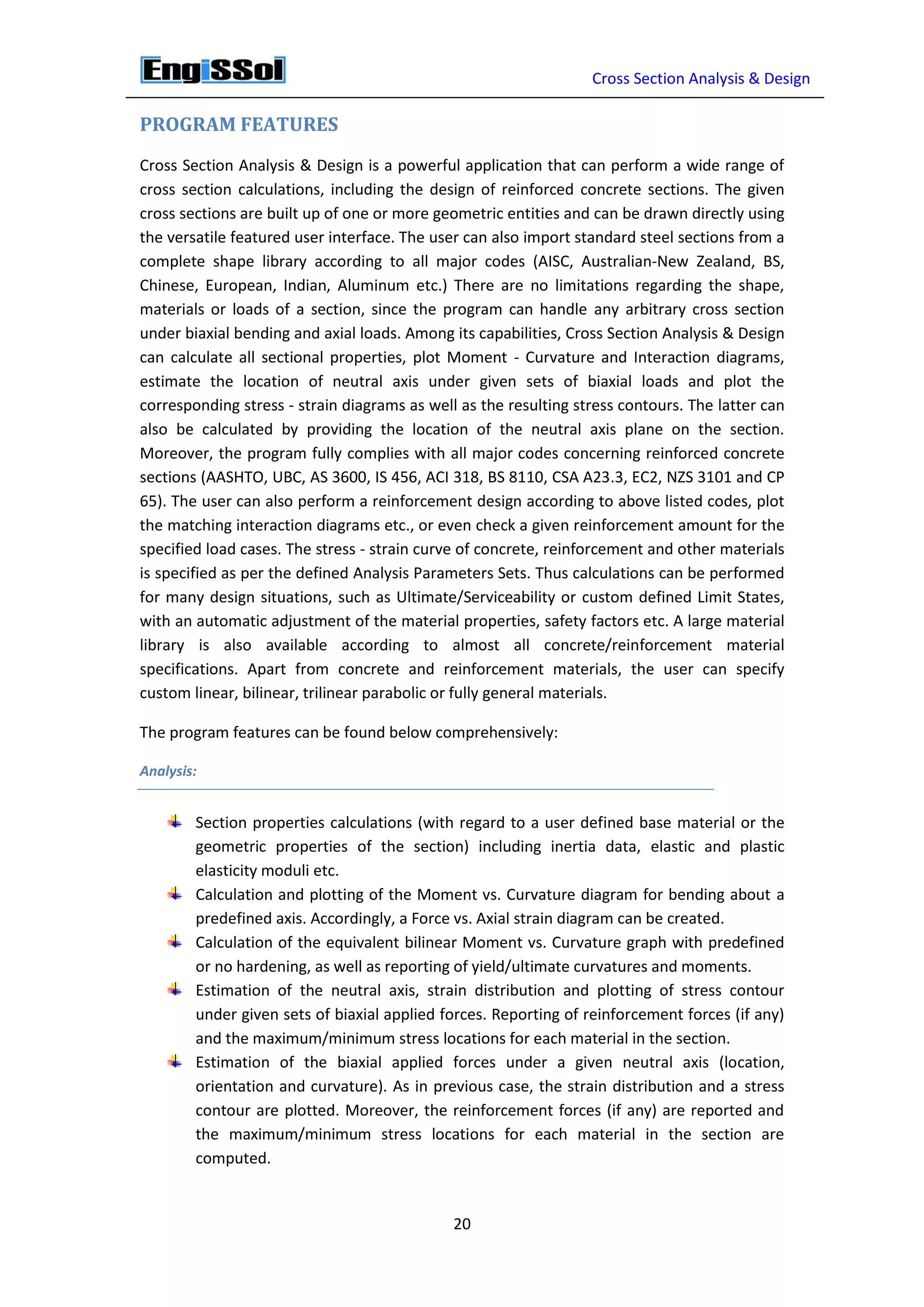 User Manual for Cross Section Analysis & Design | PDF