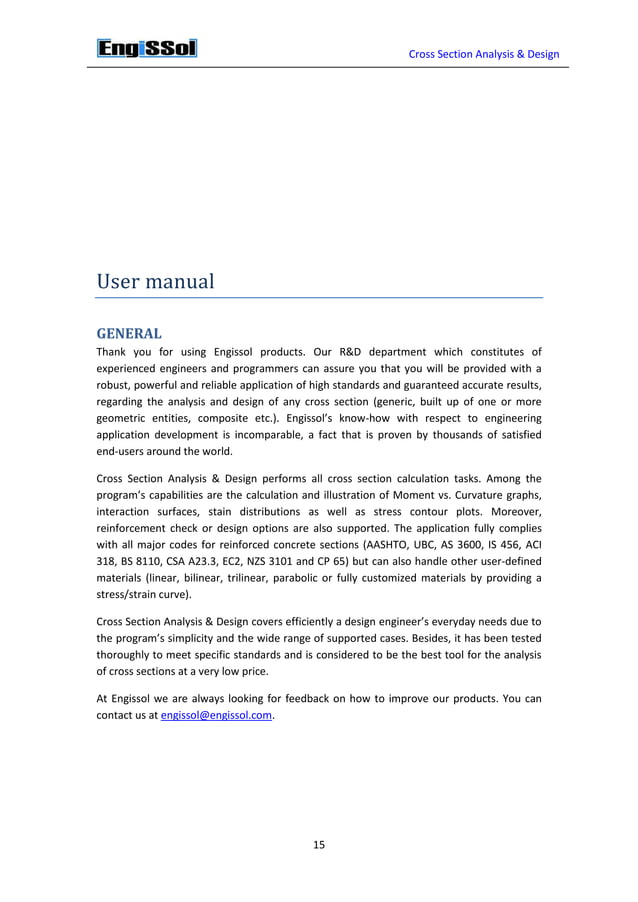 User Manual for Cross Section Analysis & Design | PDF