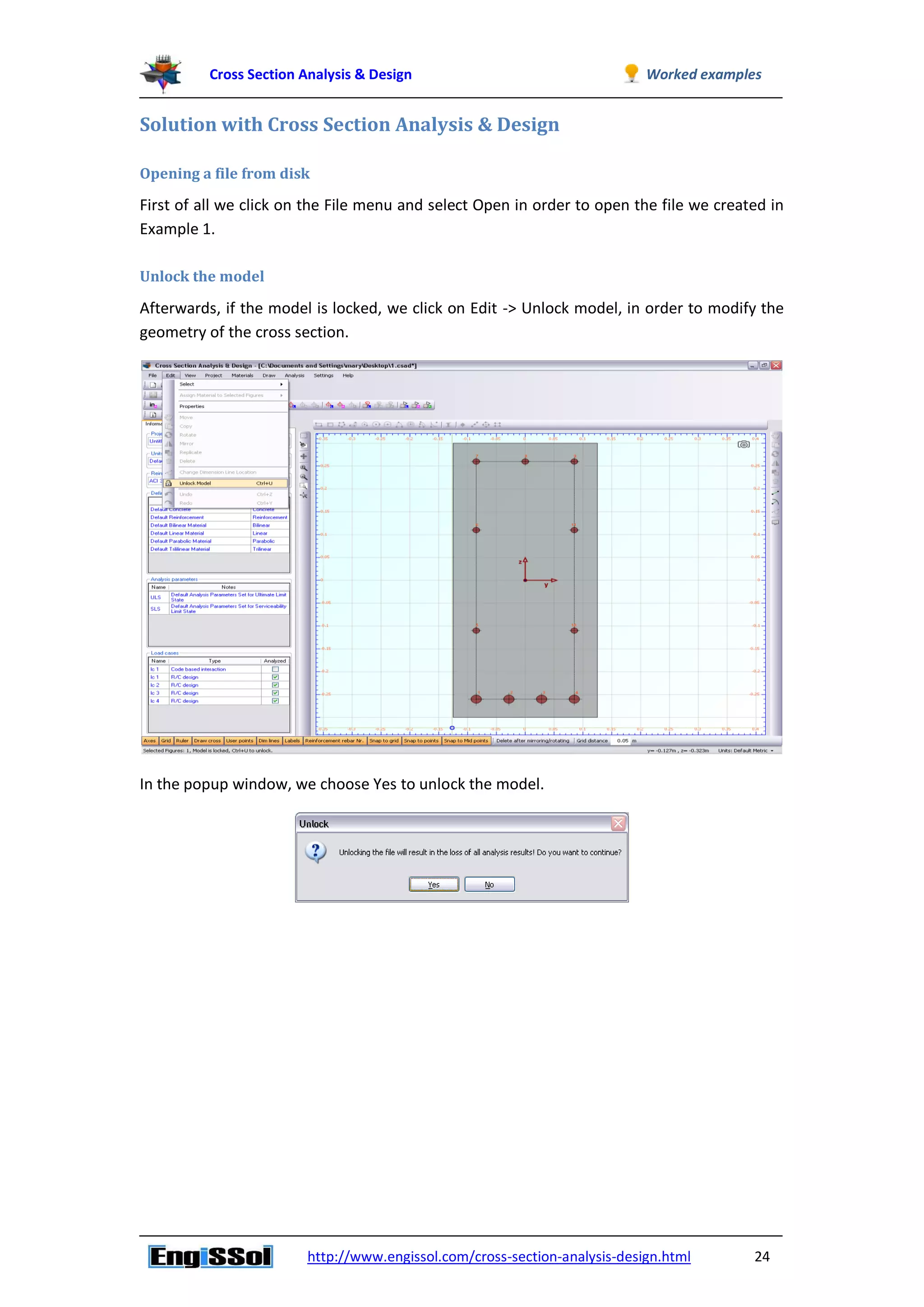 Worked examples for Cross section analysis and design software | PDF