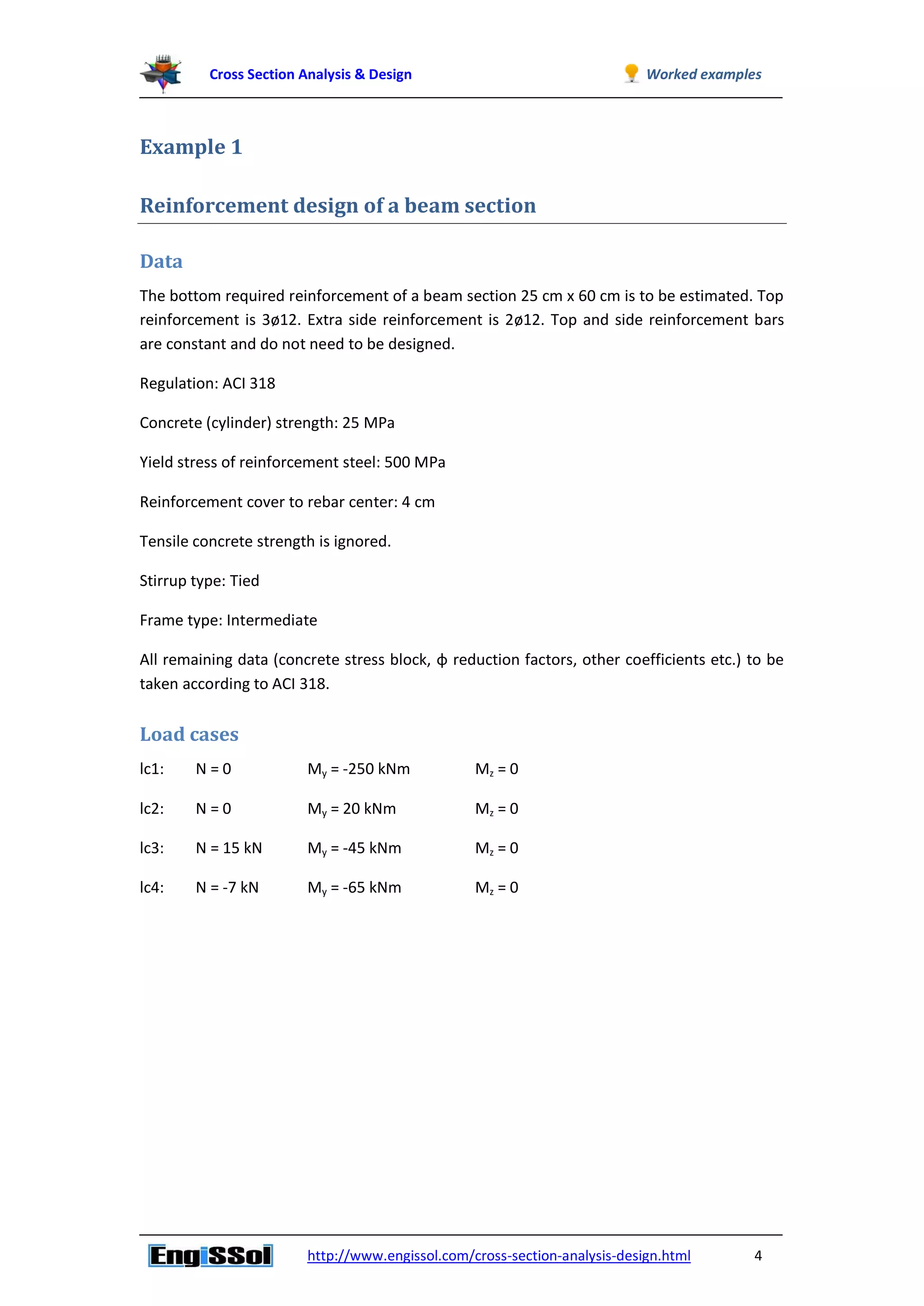 Worked examples for Cross section analysis and design software | PDF