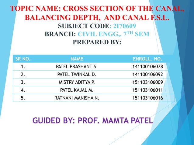 Cross section of the canal, balancing depth and canal fsl | PPTX ...