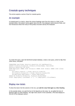 Crosstab query techniques | PDF