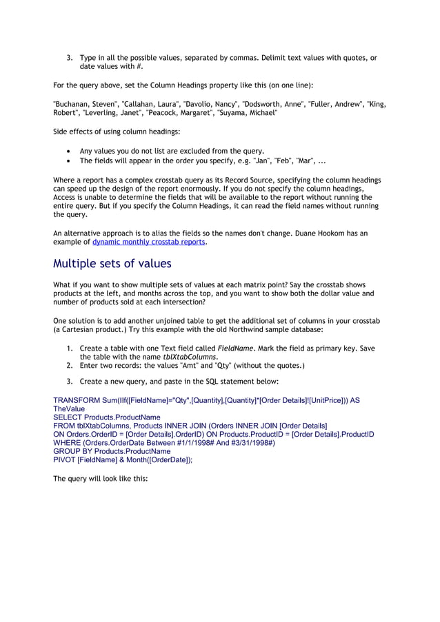 Crosstab query techniques | PDF