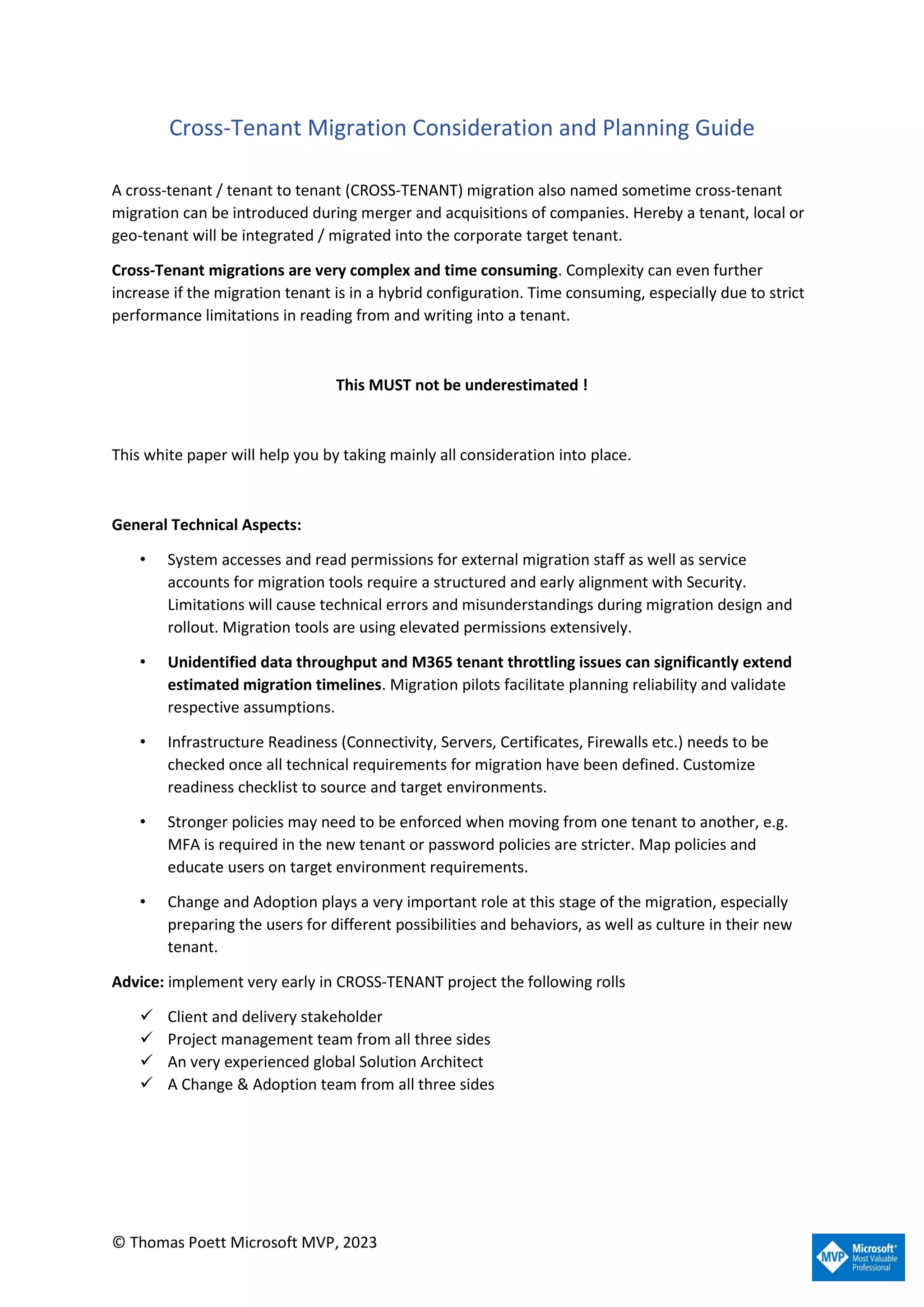 Microsoft M365 Cross Tenant Migration Book | PDF