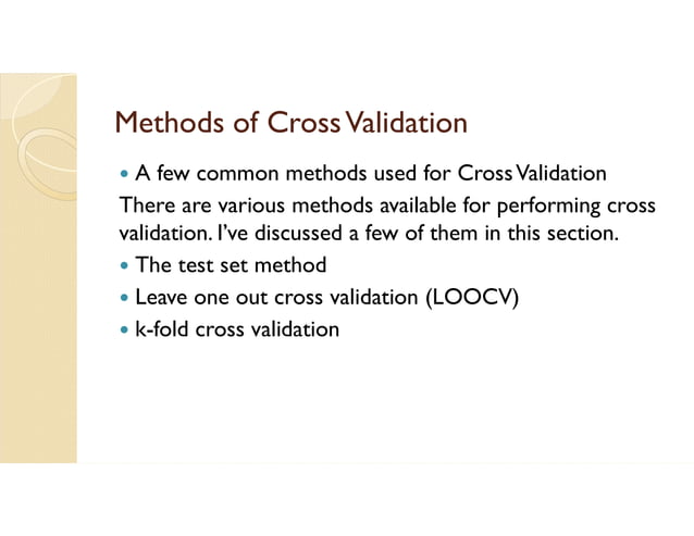 Cross validation