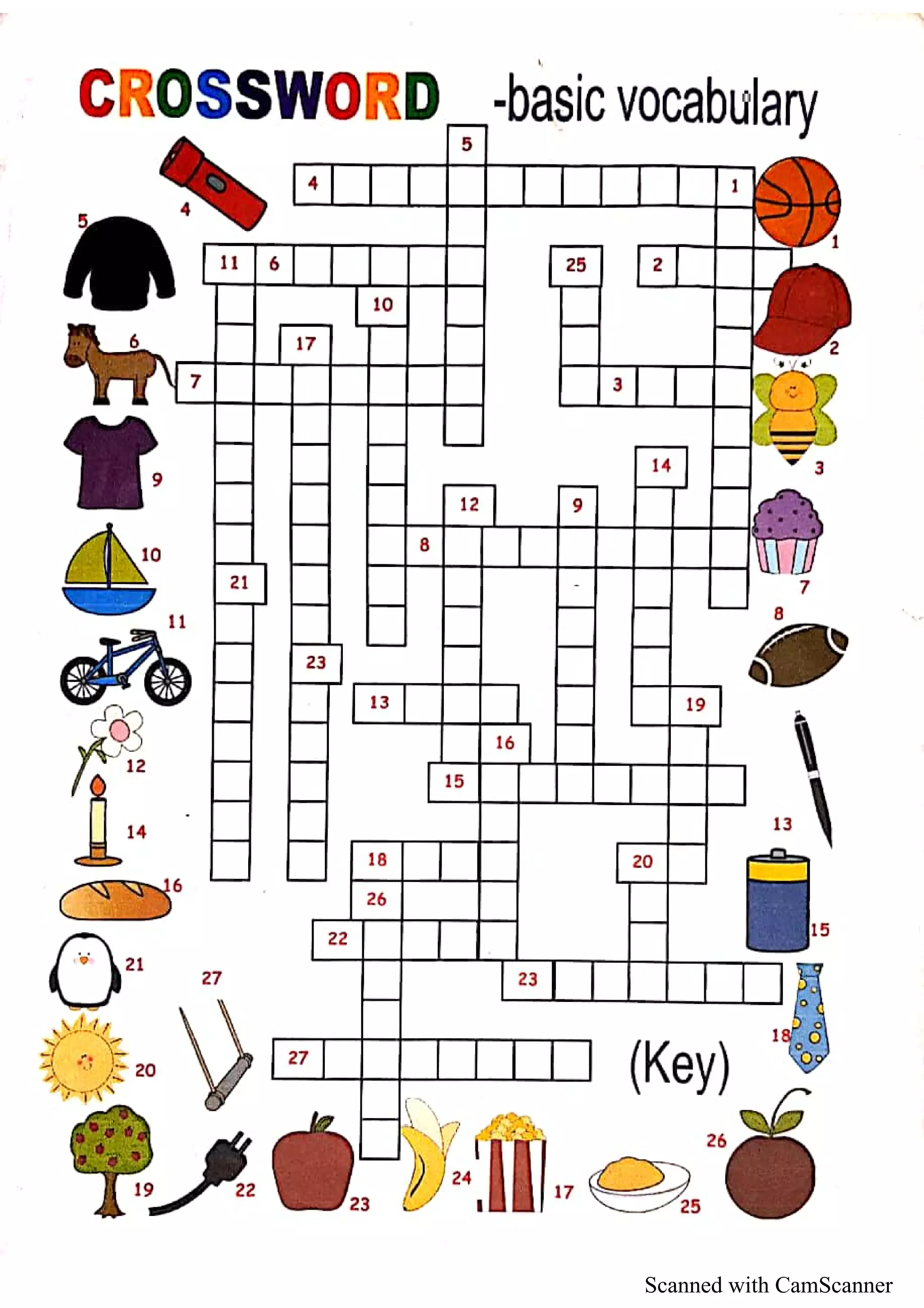 Crossword basic vocabulary 1 | PDF