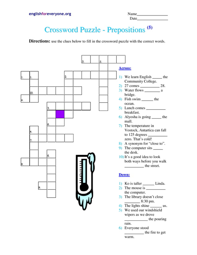 Crossword puzzle prepositions | PDF | Games and Puzzles | Hobbies ...