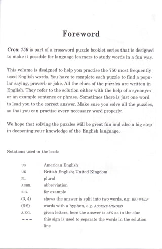 Crossword puzzles for students (750 word level)v | PDF