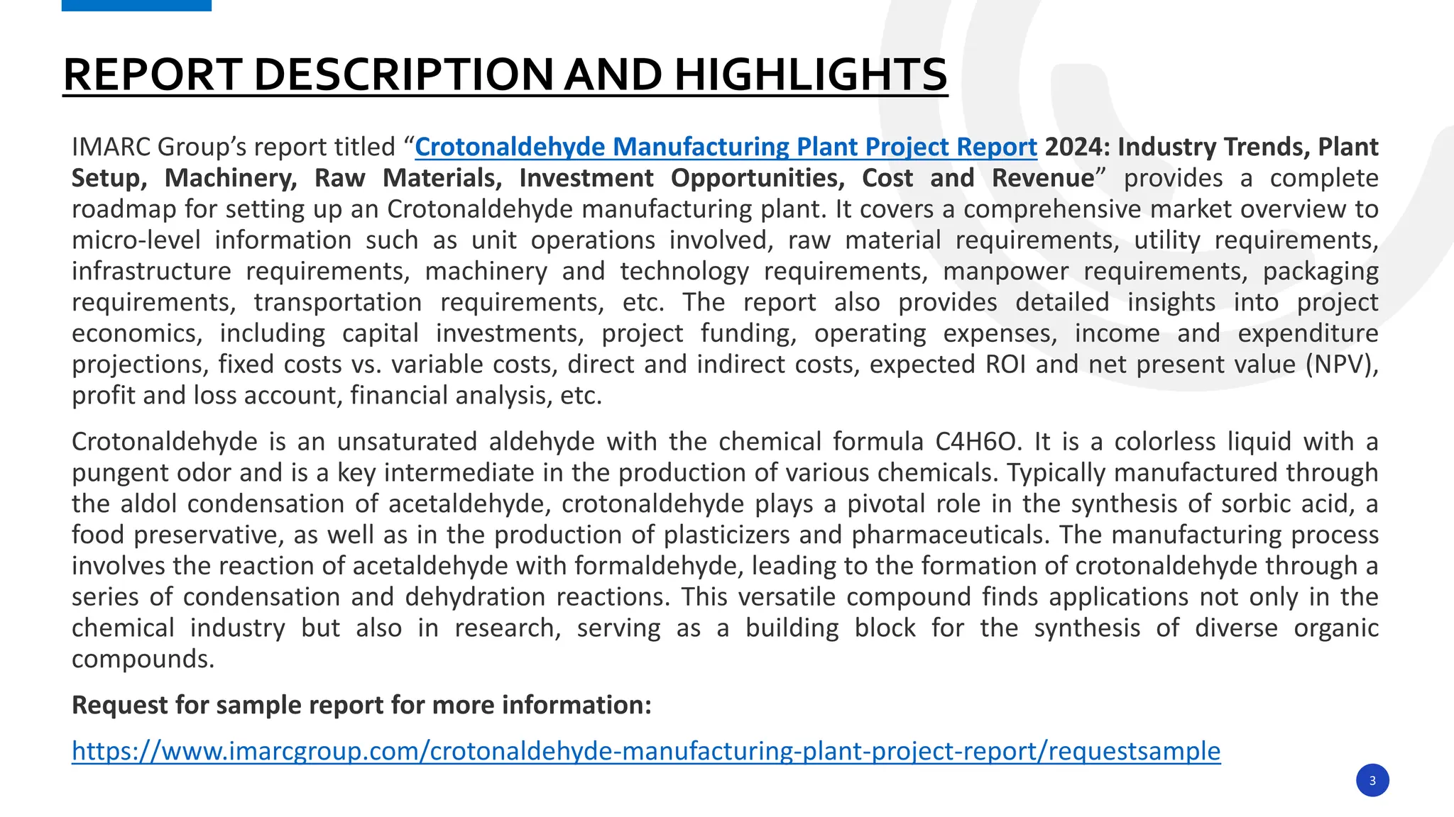 Setting Up a Successful Crotonaldehyde Manufacturing Unit: DPR | PPTX