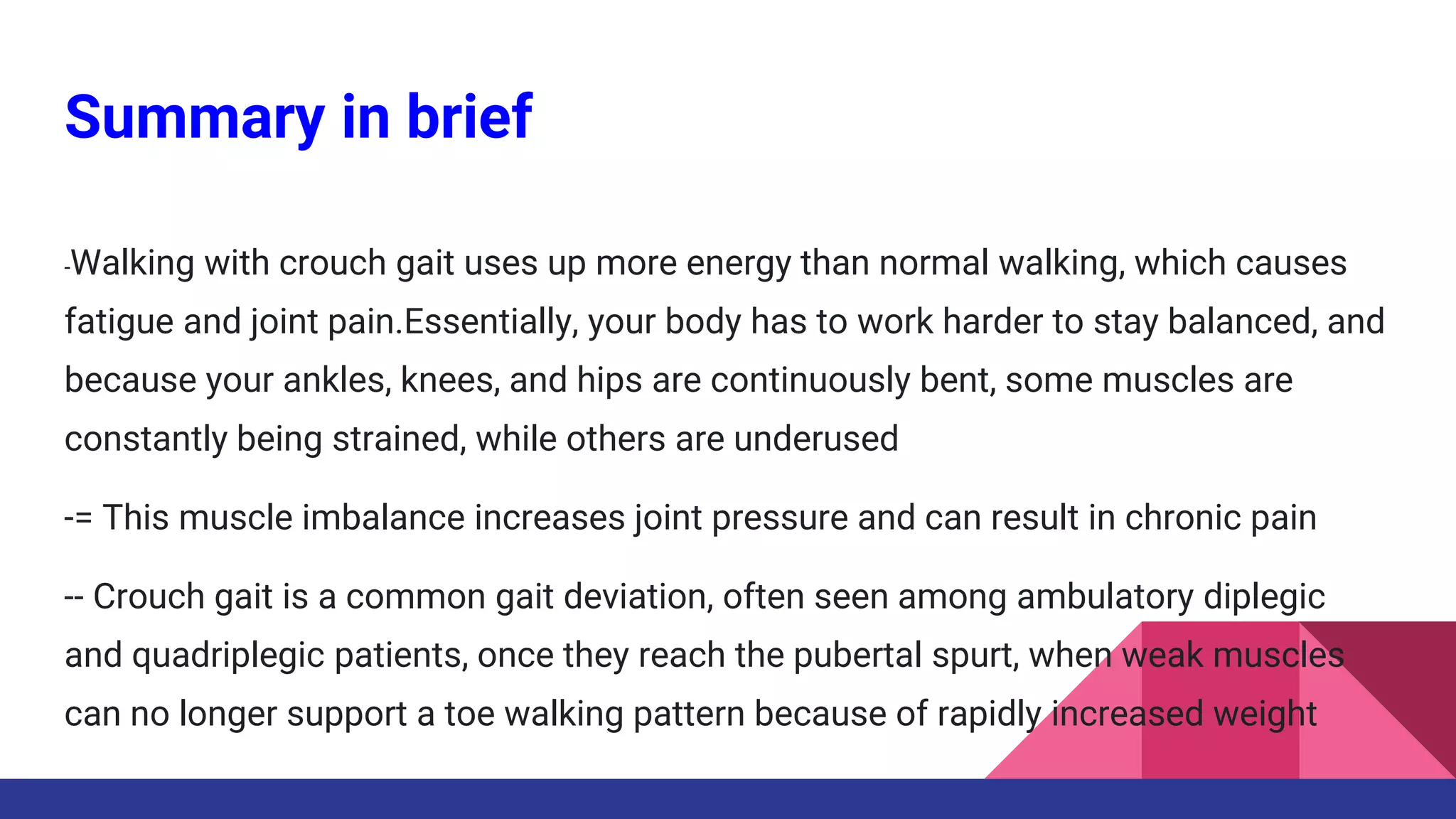 Crouch gait and its brief Medical And Physiotherapy Management | PPTX