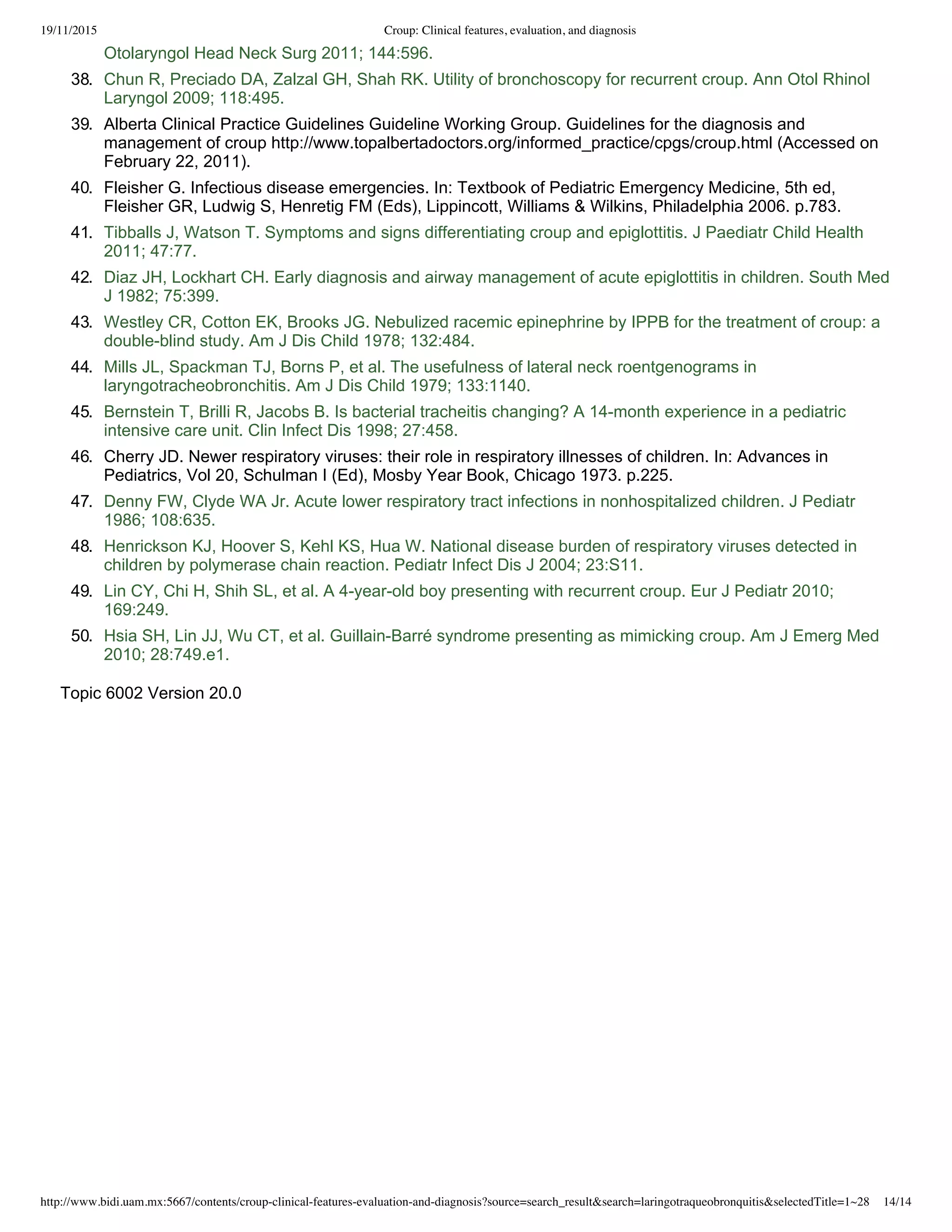 Croup clinical features, evaluation, and diagnosis | PDF | Infectious ...