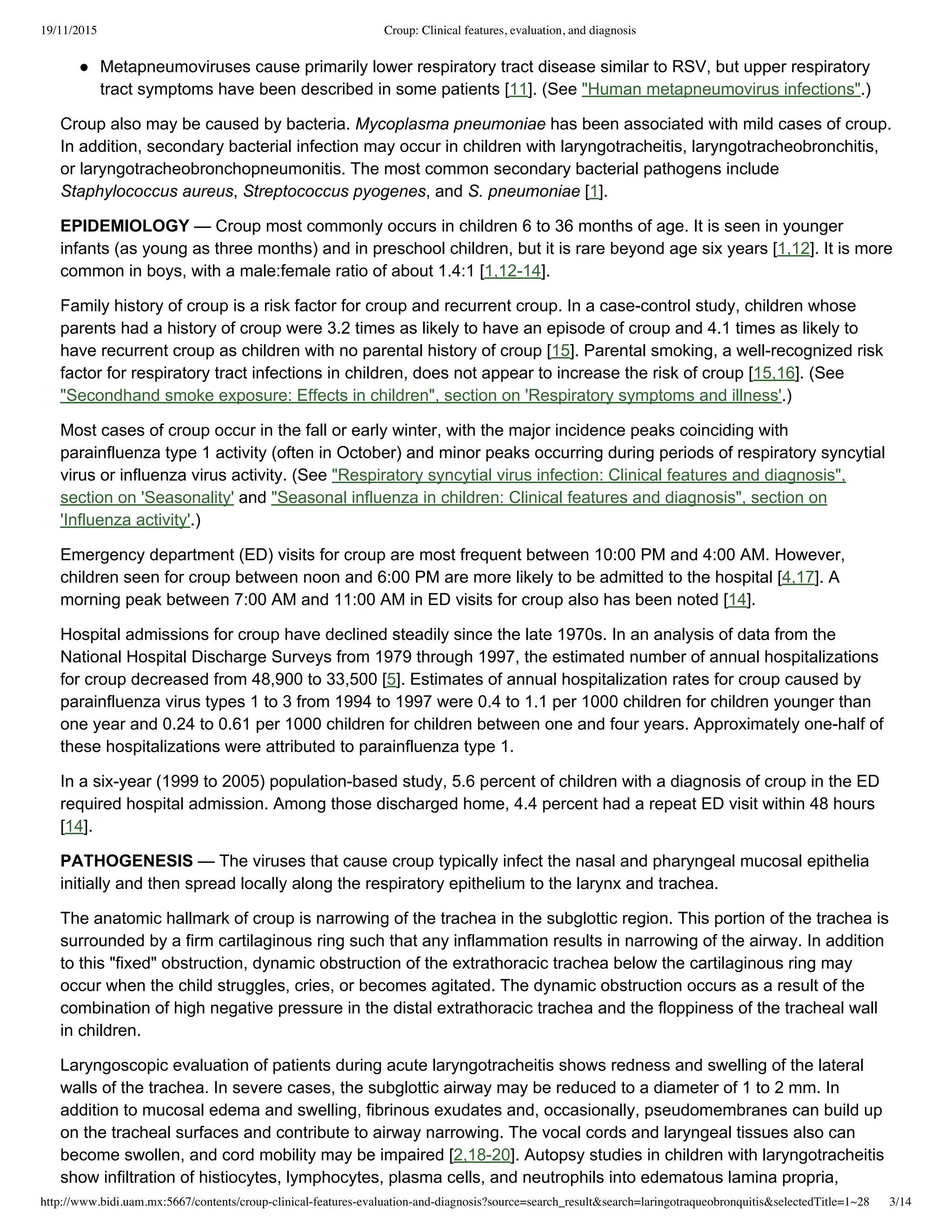 Croup clinical features, evaluation, and diagnosis | PDF | Infectious ...