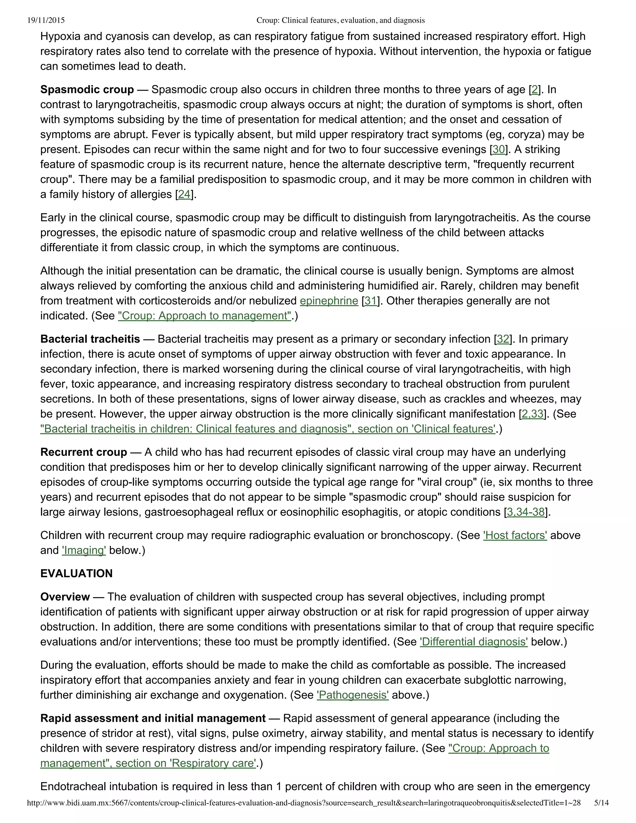 Croup clinical features, evaluation, and diagnosis | PDF | Infectious ...