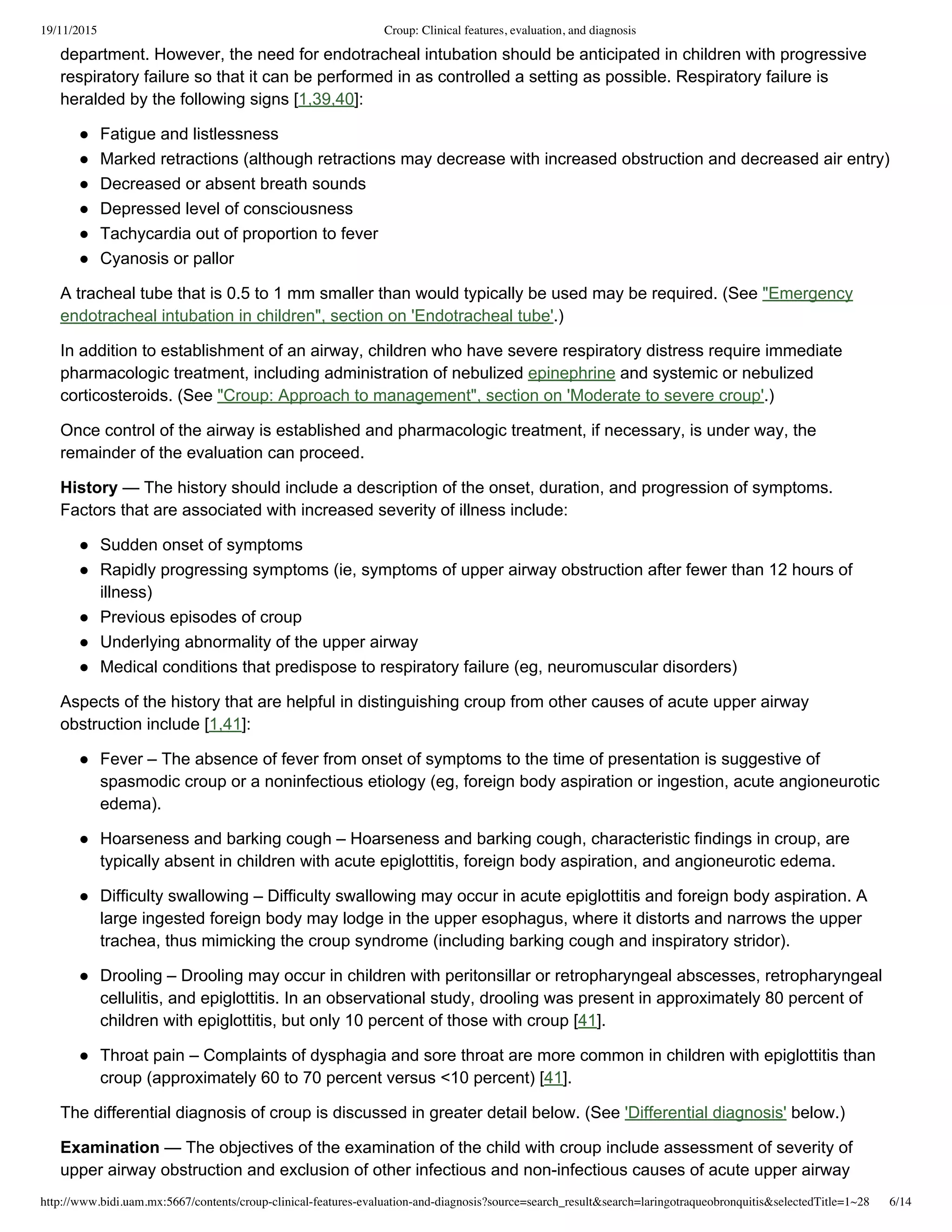 Croup clinical features, evaluation, and diagnosis | PDF | Infectious ...