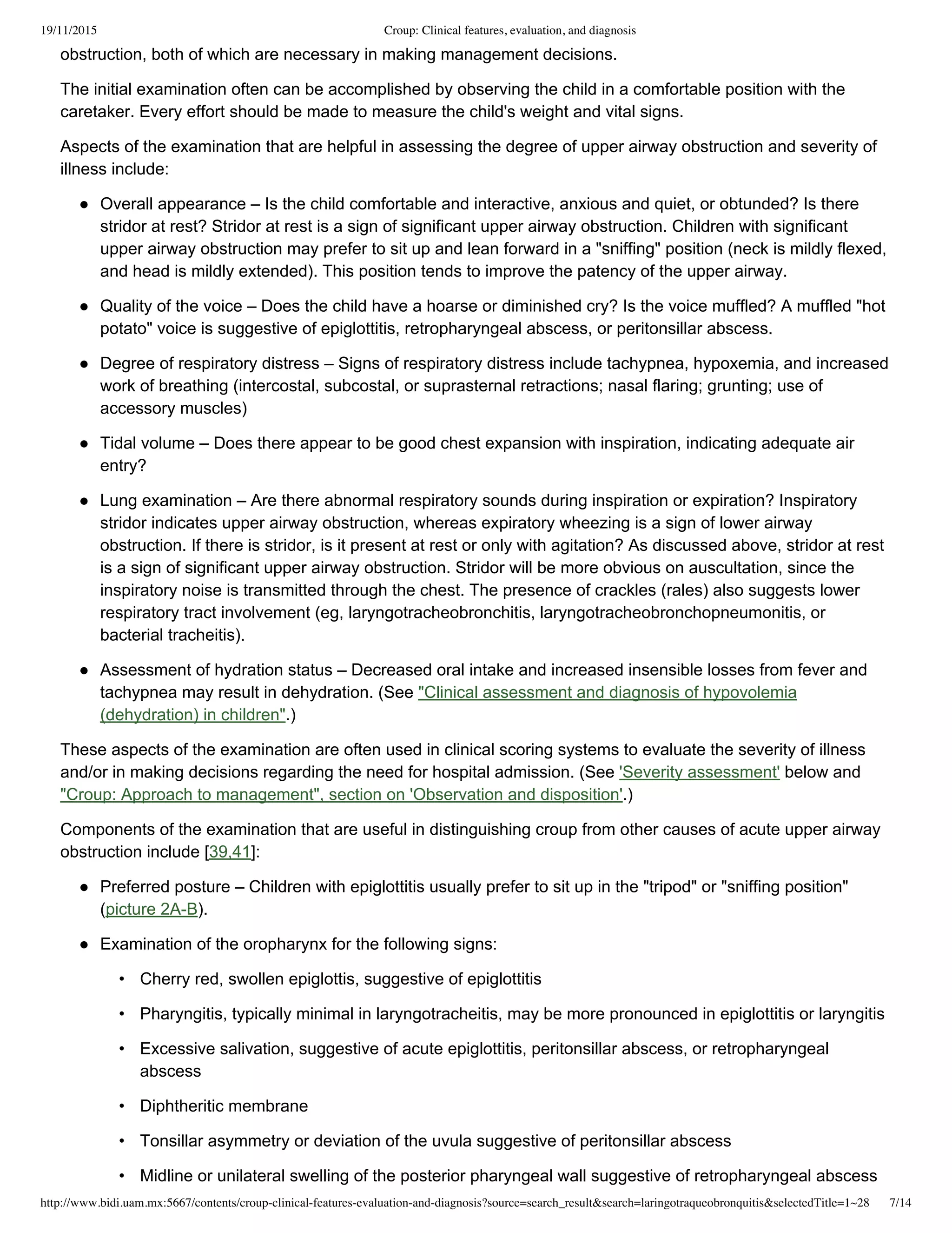 Croup clinical features, evaluation, and diagnosis | PDF | Infectious ...