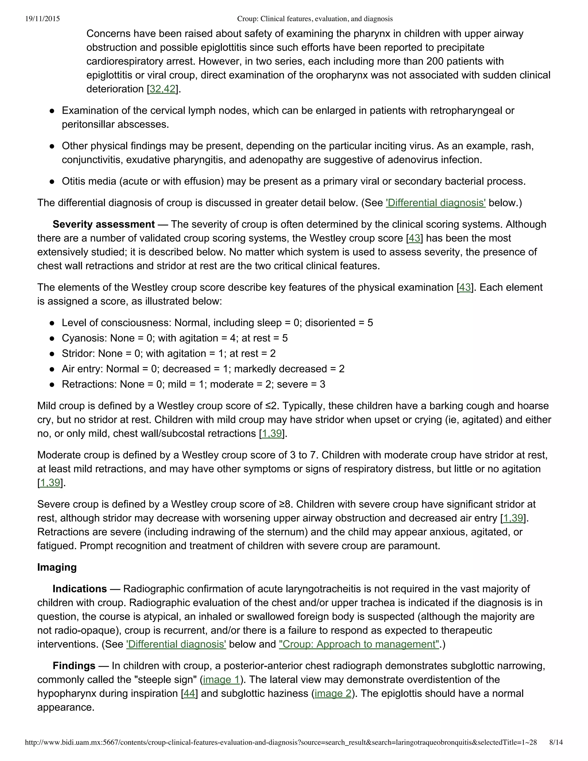 Croup clinical features, evaluation, and diagnosis | PDF | Infectious ...