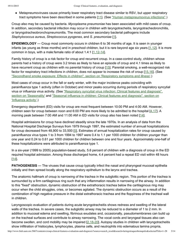 Croup clinical features, evaluation, and diagnosis | PDF