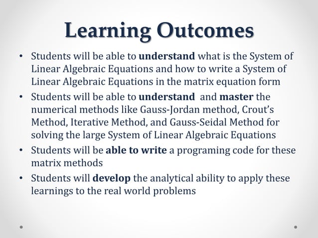Crout s method for solving system of linear equations | PPTX | Physics | Science
