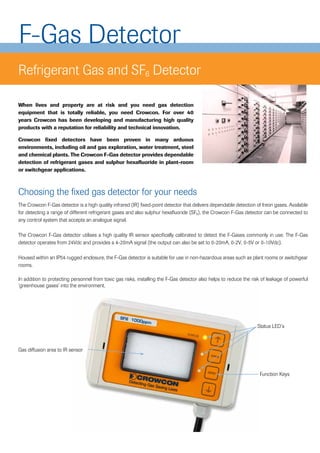 Crowcon F-Gas Fixed Gas Detector - Spec Sheet | PDF