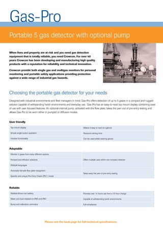 Crowcon Gas-Pro Portable Gas Detector | PDF