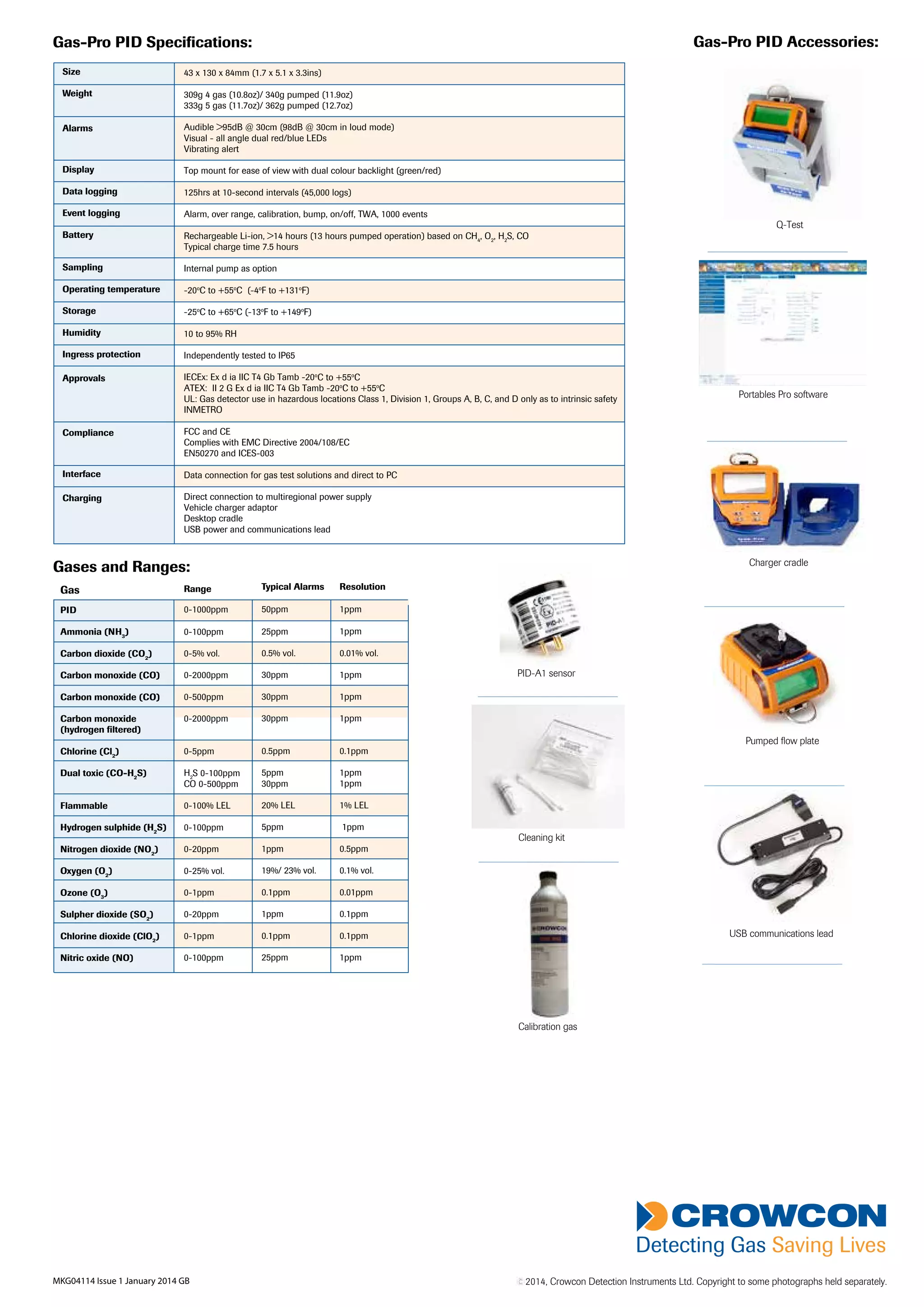 Crowcon Gas-Pro PID Portable Gas Detector | PDF