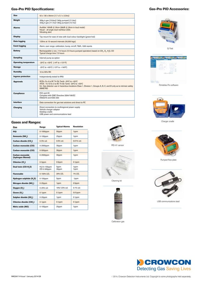 Crowcon Gas-Pro PID Portable Gas Detector | PDF