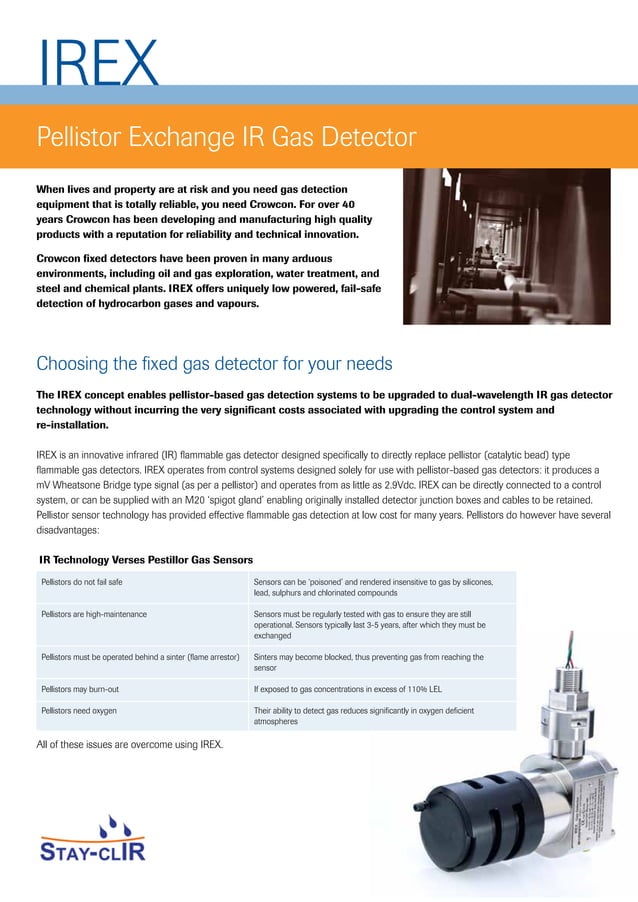 Crowcon IREX Fixed Gas Detector - Spec Sheet | PDF | Technology & Computing