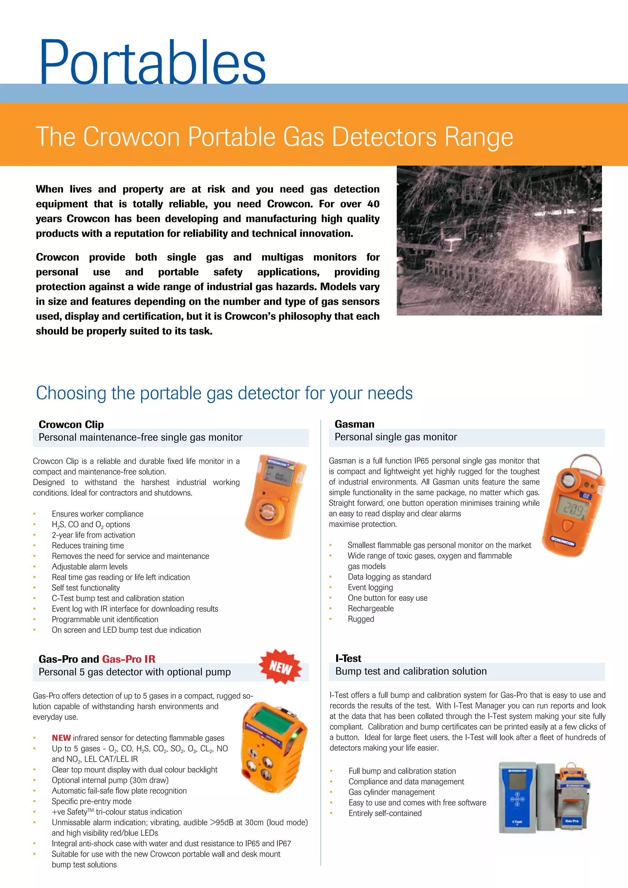 Crowcon Portable Gas Detectors - Product Brochure | PDF