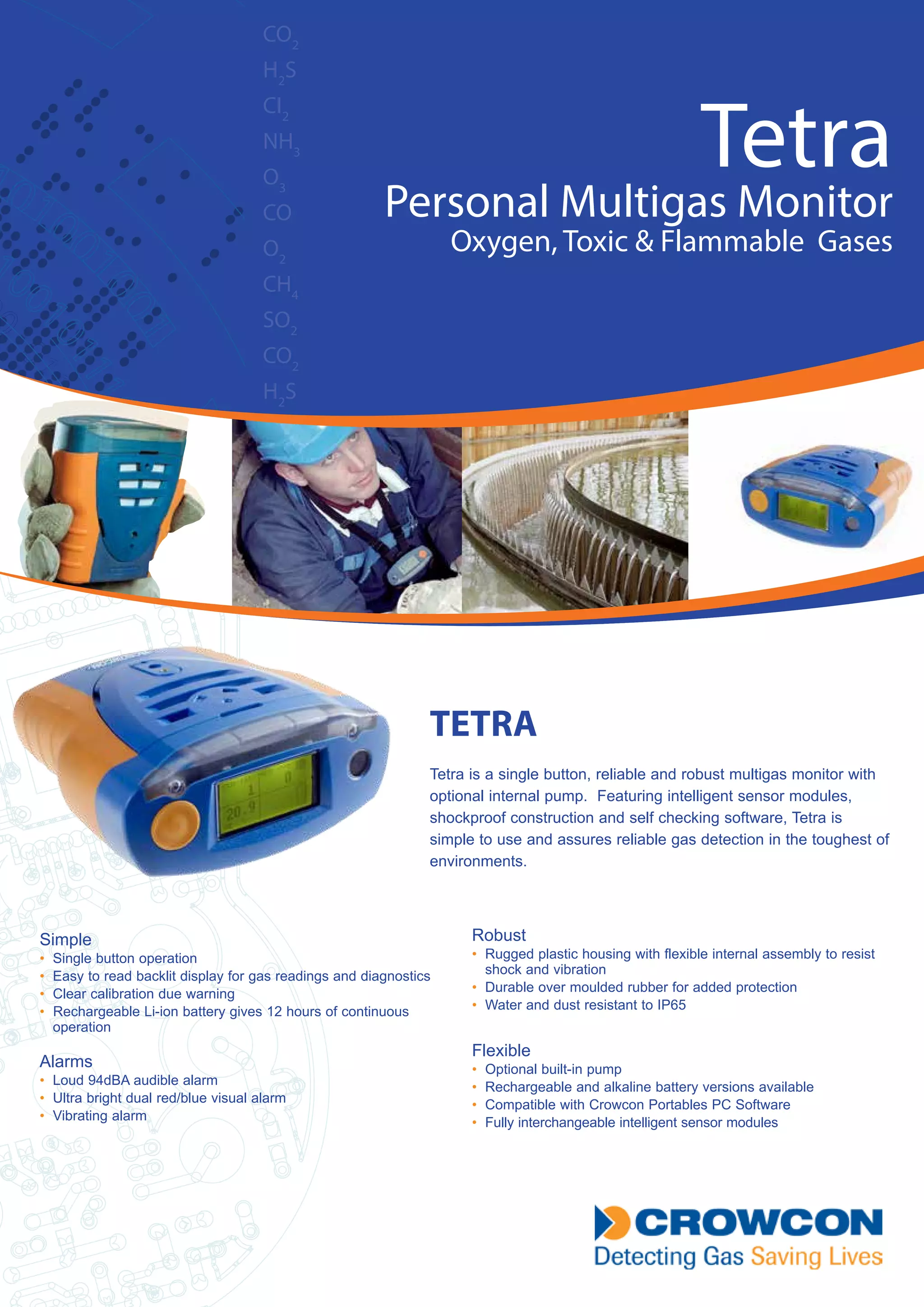 Crowcon Tetra Portable Gas Detector - Spec Sheet | PDF